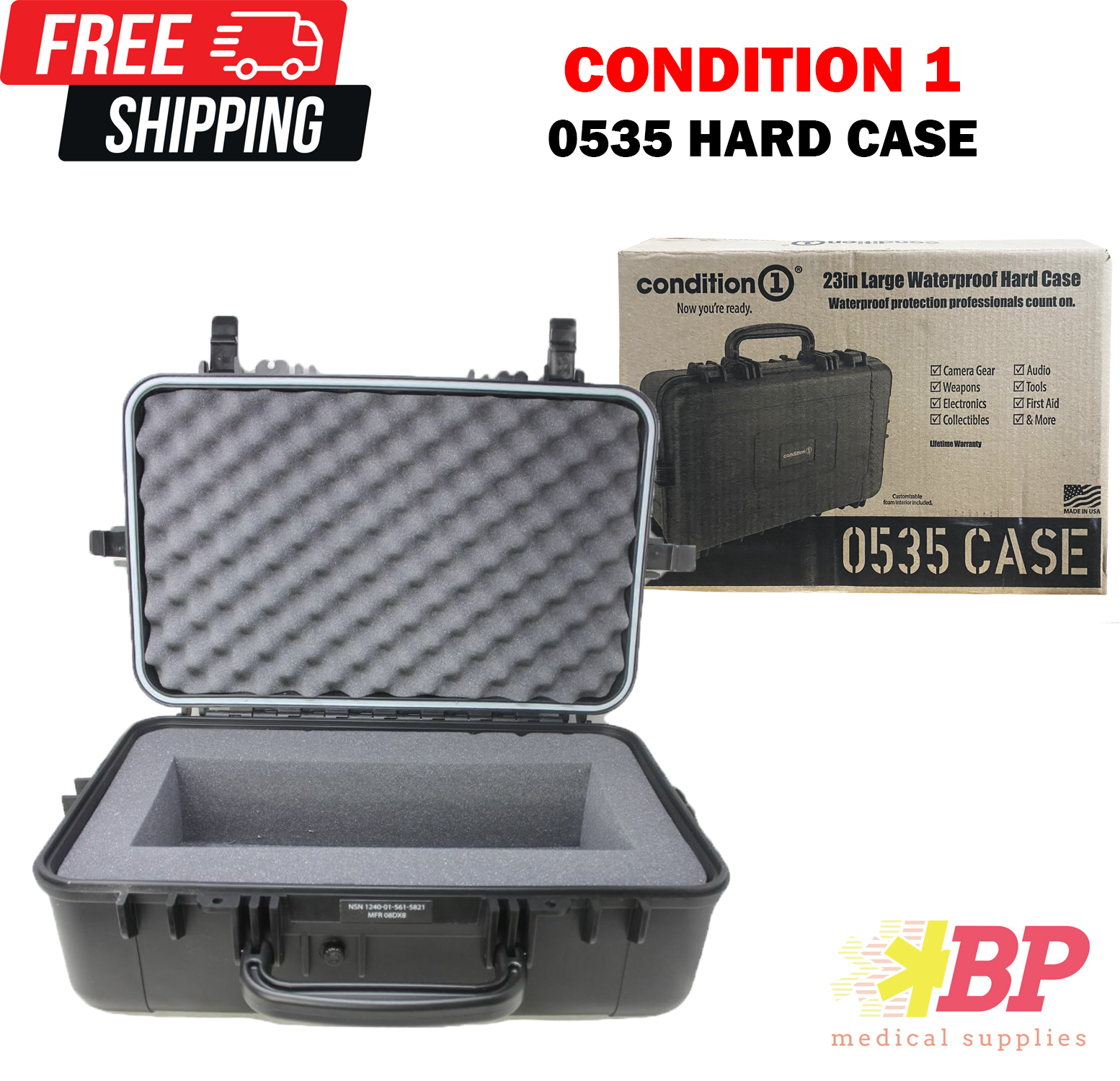 Condition 1 23" Large Waterproof Hard Case with Foam Portable ...