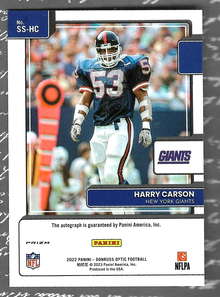 HARRY CARSON 2022 PANINI DONRUSS OPTIC SILVER AUTOGRAPH AUTO CARD #SS ...