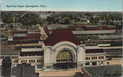 Springfield OH Big Four Railway Station c1910 Coffin Casket Co Thomas ...