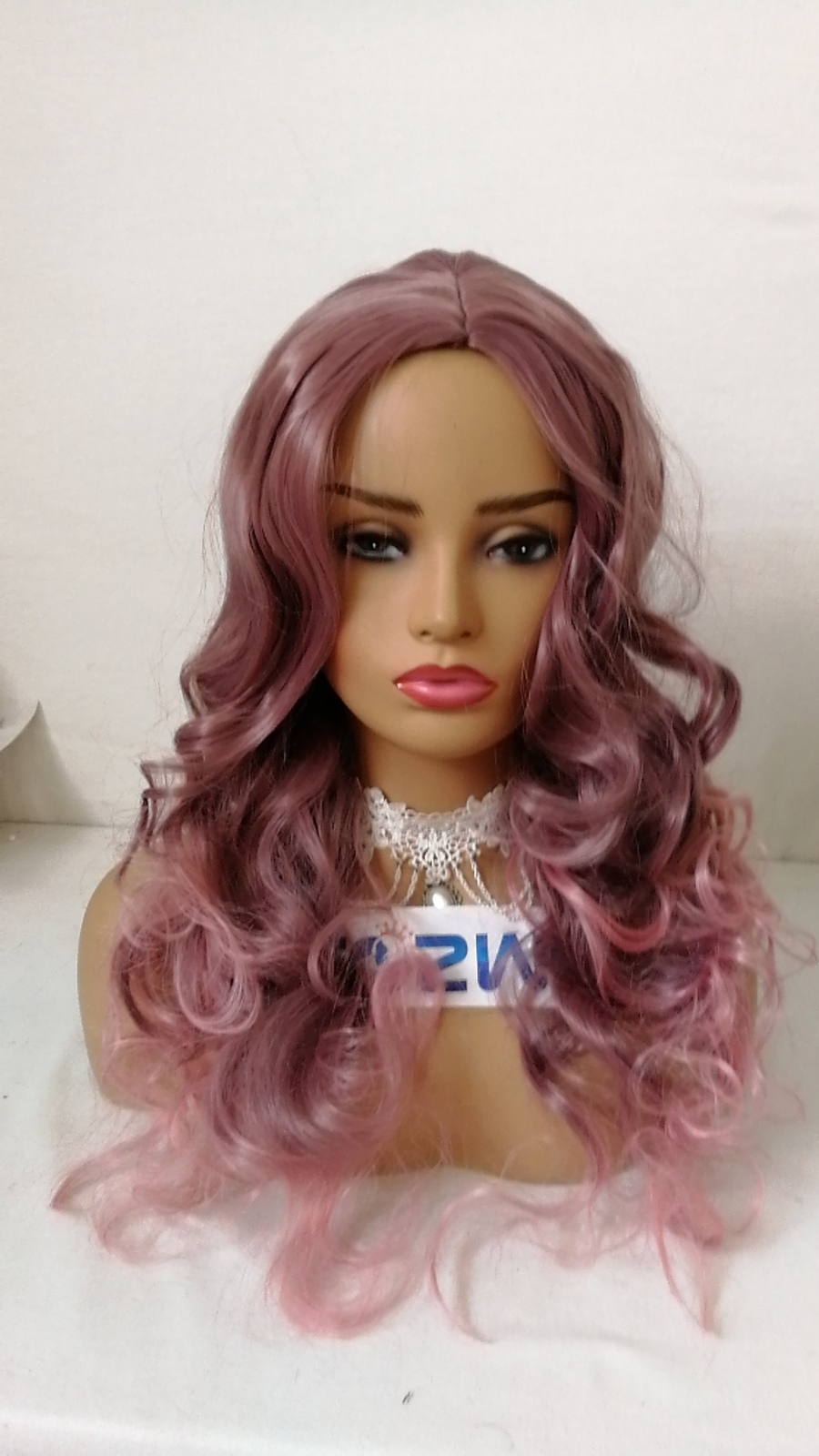Ombre Color Pink Purple Curly Wigs for Women Girls Synthetic Hair ...