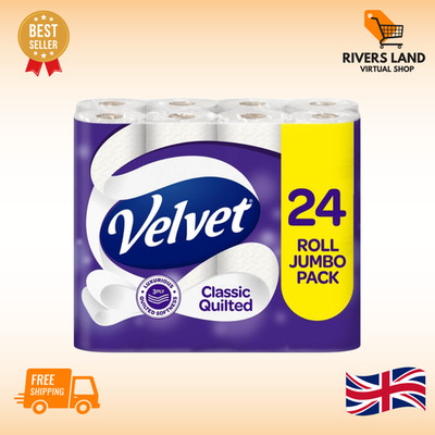 Velvet Classic Quilted Toilet Tissue Jumbo Bulk Pack 24 Rolls - 3-ply ...