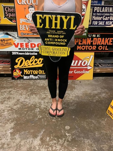 Antique Vintage Old Style Metal Sign Ethyl Gasoline Made in USA | eBay