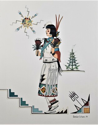 Geraldine Gutierrez San Ildefonso Pueblo NM Painting on Paper "Lady ...