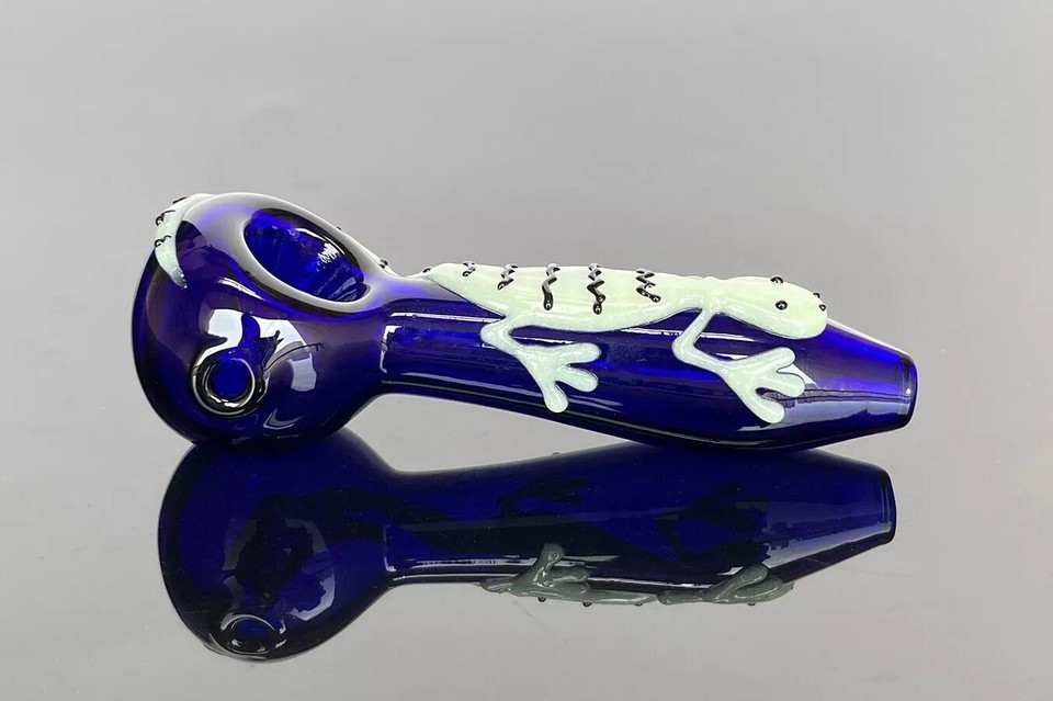 4.7" Glass Tobacco Smoking Pipe+3.5" Pipe Brush Metal Tool Storage Box ...