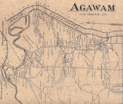 Agawam Feeding Hills Suffield Corner MA 1870 Map with Homeowners Names ...