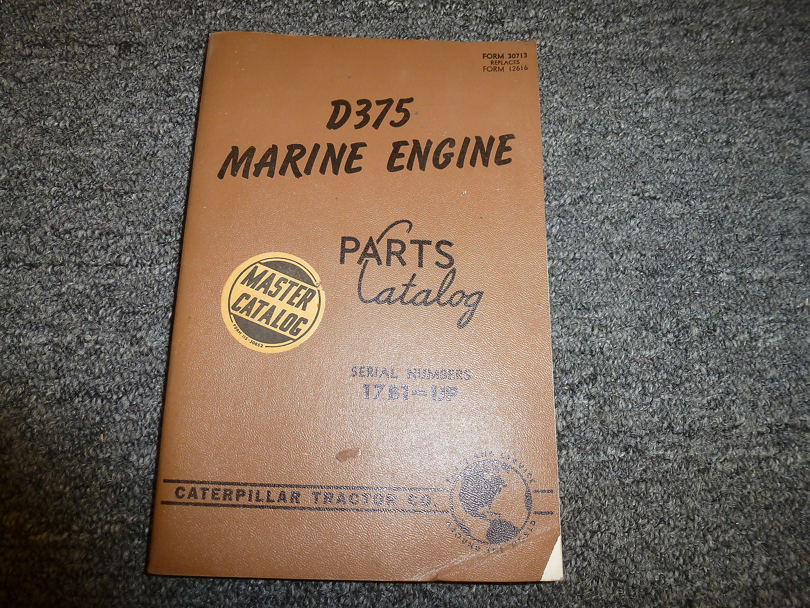 Caterpillar Cat Model D375 Marine Engine Parts Catalog Manual Book S/N ...