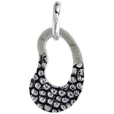 925 Sterling Silver Dark Half Hammered Kidney Outline Pendant 1 Inch ...