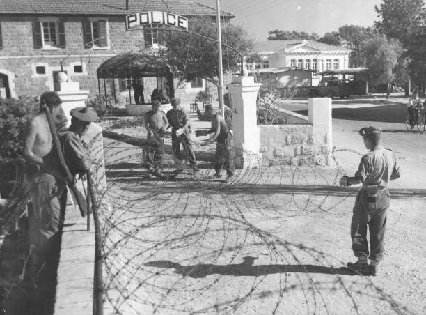 1955 British Soldiers Erecting Barbed Wire Barricades OLD PHOTO | eBay ...
