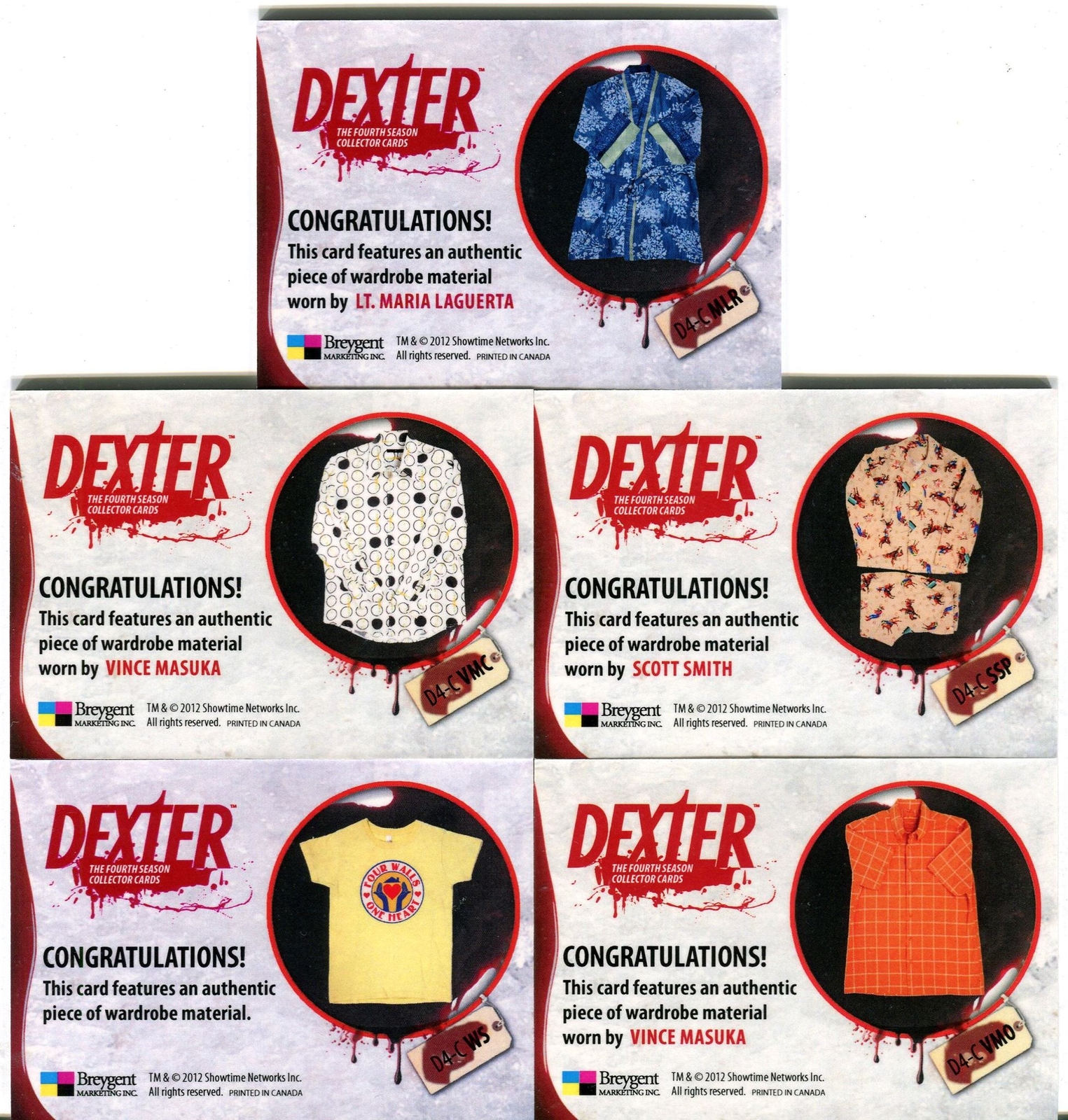 Dexter Season Four Wardrobe Costume Card Set D4-C ABG - D4-C WS DMC | eBay