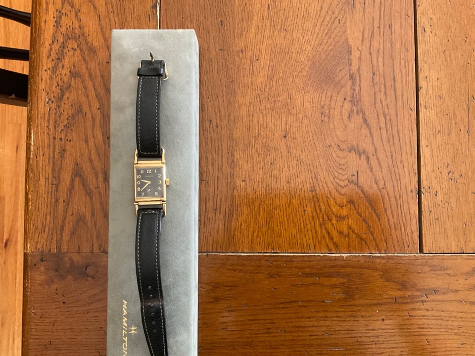 vintage hamilton mens quartz registered edition wrist watch. 18kt. Gold ...