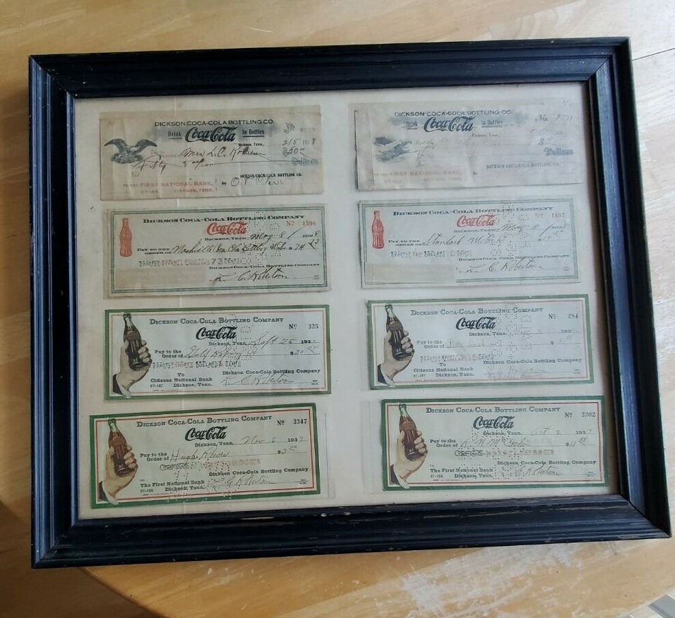 Coca Cola Bottling Coke Framed Advertising Checks Dickson TN | eBay