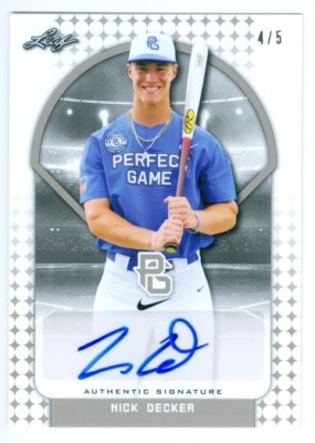 NICK DECKER "AUTOGRAPH CARD #4/5" LEAF SHOWCASE BASEBALL VAULT 2017 Red ...