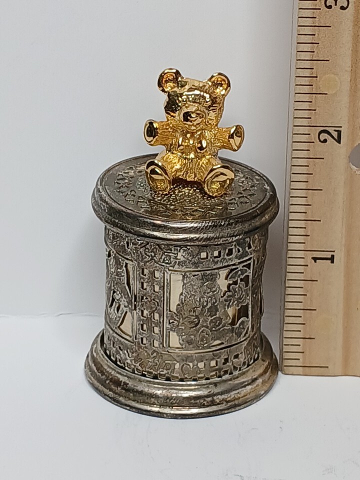 Lunt USA Silversmith Brass Silver Plated Teddy Bear Tooth Fairy Box ...