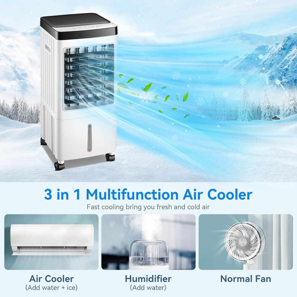 10L Portable Air Cooler Fan Ice Cold Cooling Conditioner Unit Remote ...