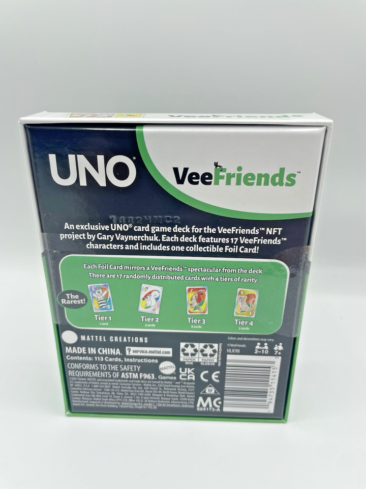 VeeFriends UNO Cards by Mattel Creations Gary Vee Brand New & Factory ...