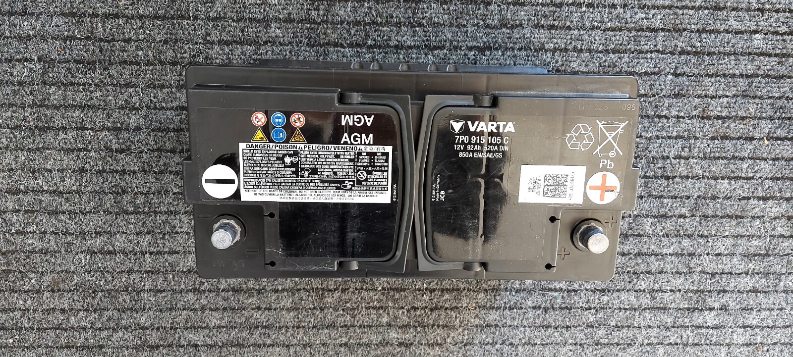 Original VW VARTA AGM SRART Batterie Schwarz 12V 92Ah 520A DIN ...