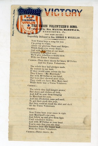 Used Civil War Patriotic Songsheet The Union Volunteers Song | eBay