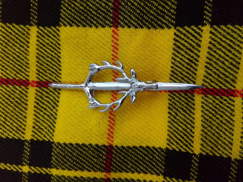 Scottish Stag Head Kilt Pin Chrome Finish Brooch Kilt Pin Scottish Pin ...