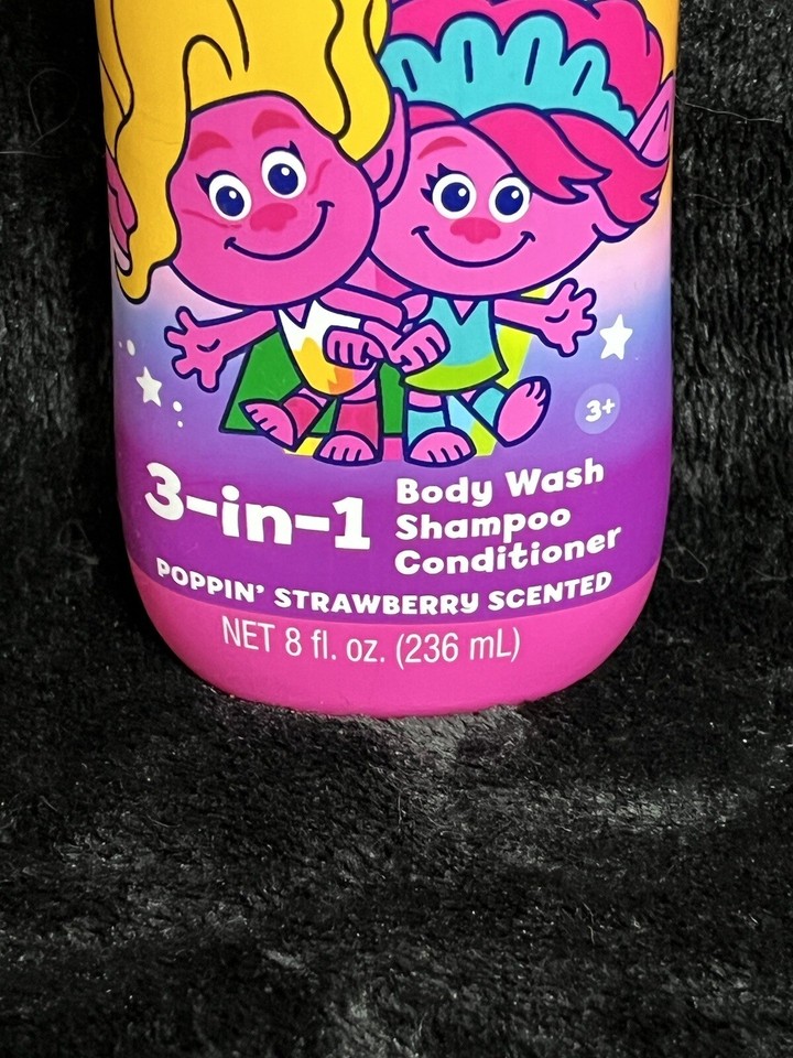 Dream Works Trolls 3-1 Body Wash Shampoo Conditioner Poppin Strawberry ...