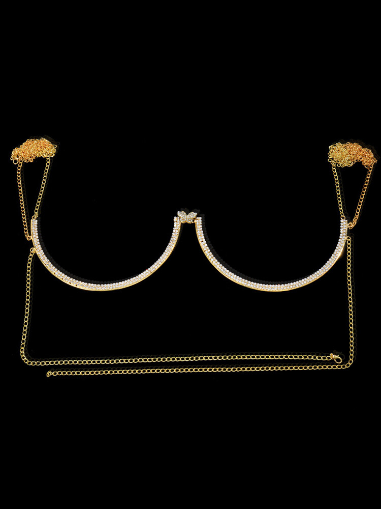 Women Bikini Fashion Sparkly Bra Chain Sexy Chest Bracket Bling ...