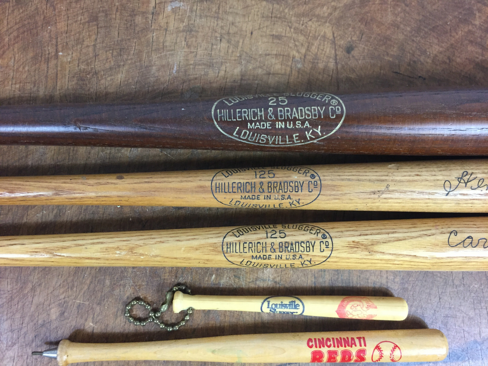 Vintage Mini Baseball Bat Lot Collection Louisville Slugger Reds Hank ...