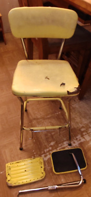 Vintage Stylaire Cosco Yellow Step Stool ---PROJECT..STEPS INCLUDED ...