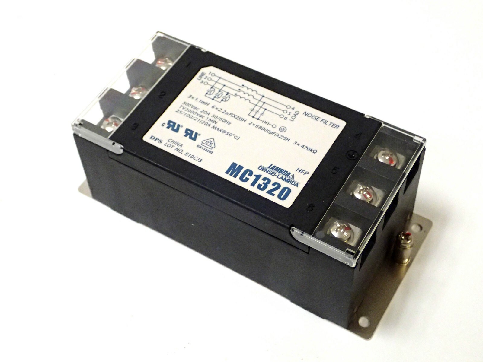 LAMBDA MC1320 EMI FILTER 3-PHASE, 500VAC 20A DIN RAIL | eBay