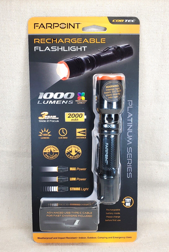 Farpoint Platinum Series COB TEC Rechargeable Flashlight 1000 Lumens ...
