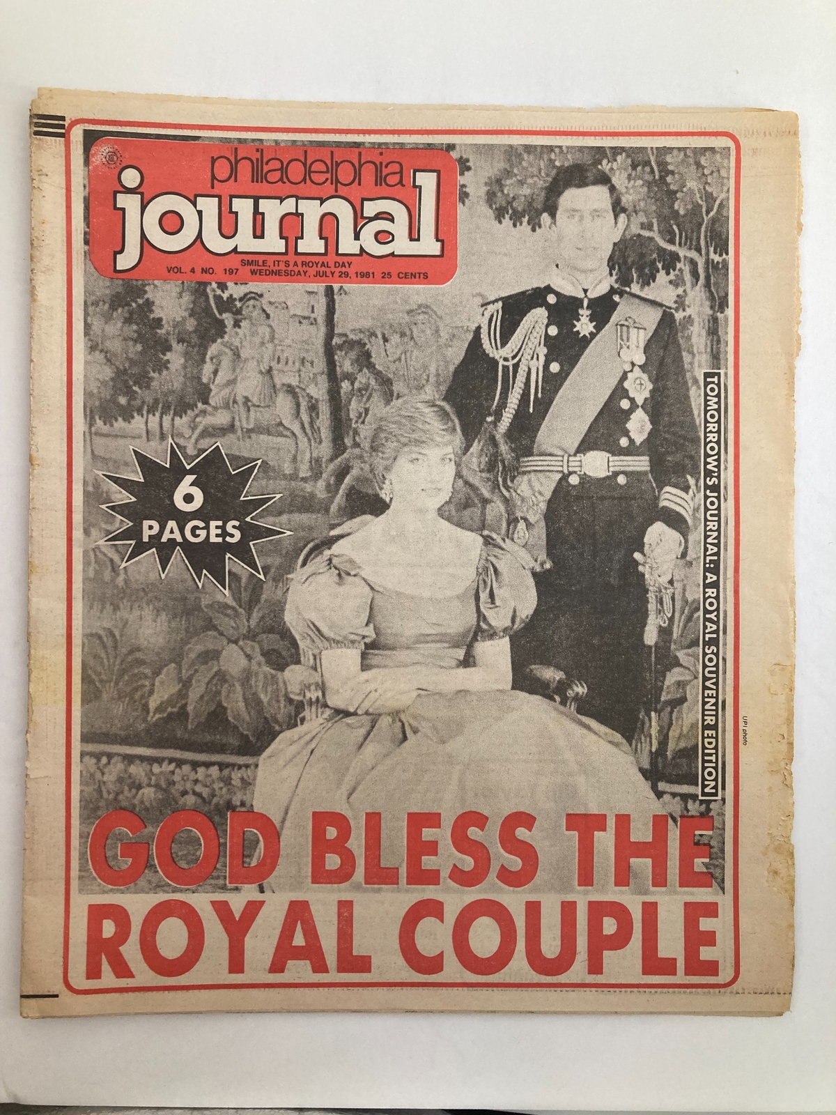 Philadelphia Journal Tabloid July 29 1981 Princess Diana and Prince ...