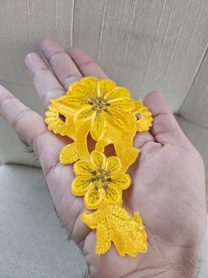 Yellow Embroidery Patch Set of 2 Iron On Yellow Applique Patches ...