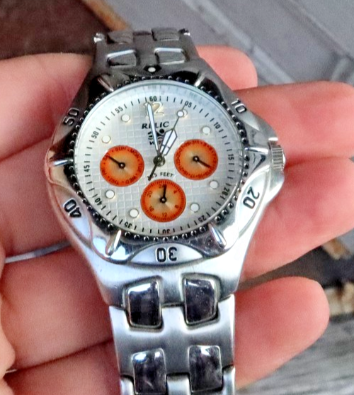 RARE Vintage Men's Relic Wet Watch Wristwatch Working ZR-15370 Chrono ...