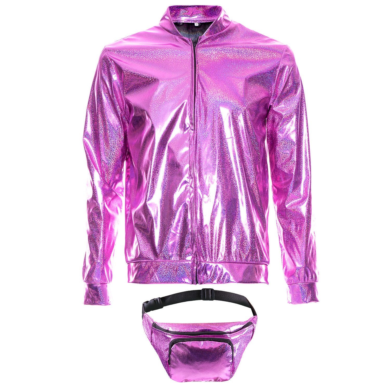 70s 80s 90s Foil Metallic Shiny RAVE Bomber Jacket Hologram Festival ...