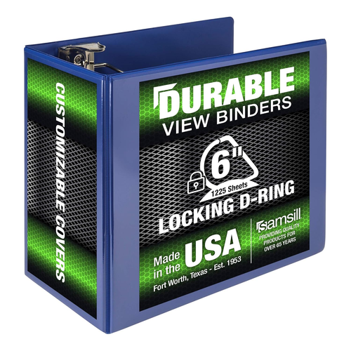 Durable 6 Inch Binder, Made in The USA, Locking D Ring Binder ...