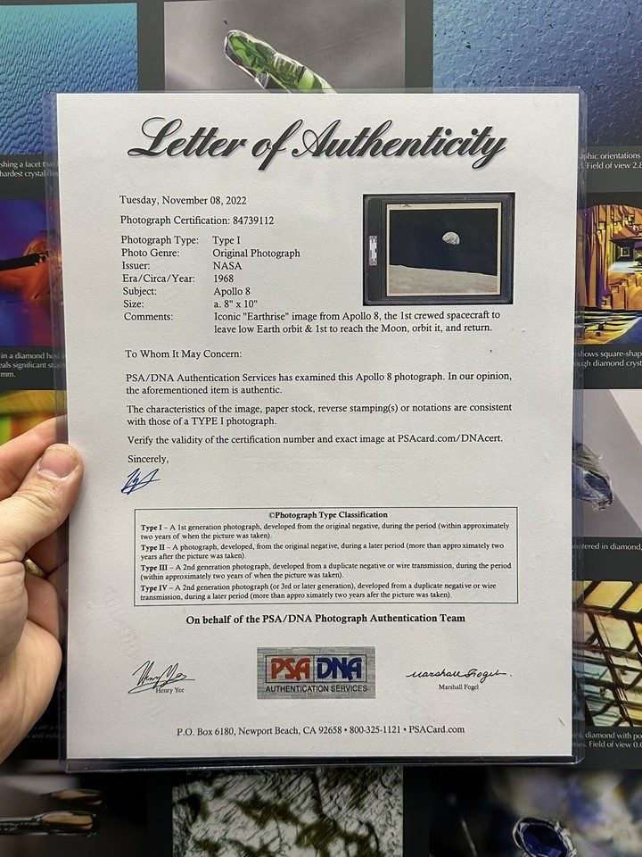 Earthrise Apollo 8 1968 NASA Type 1 Original Photo Red Letter A Kodak ...