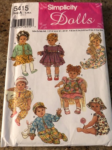 🌻 SIMPLICITY #5415 - CUTE 12"-14 & 16"-18" & 20"-22" DOLL CLOTHING ...
