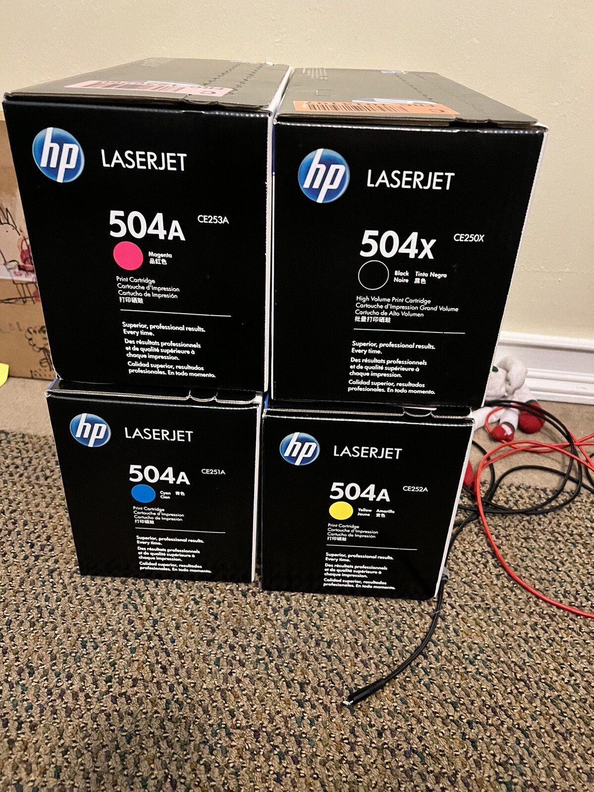 HP Laserjet Toner 504X (Black), 504A (Magenta), 504a (Cyan) and 504a ...