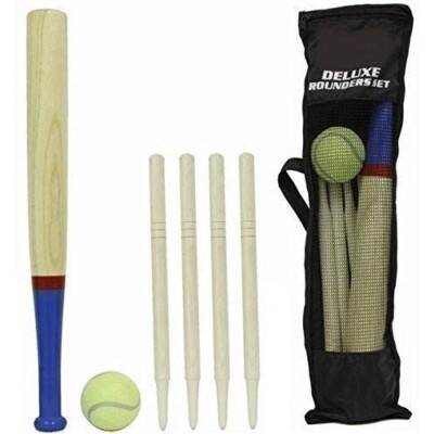 Deluxe 6 Piece Wooden Rounders Set & Carry Bag Outdoor Garden Family ...