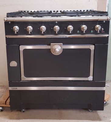 La Cornue 1908 Matte Black Satin Chrome Dual Fuel 5 Burner Gas Oven ...