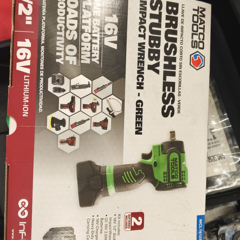 MATCO MCL1612SIW 16V CORDLESS 1/2 DRIVE STUBBY IMPACT WRENCH TOOL ...