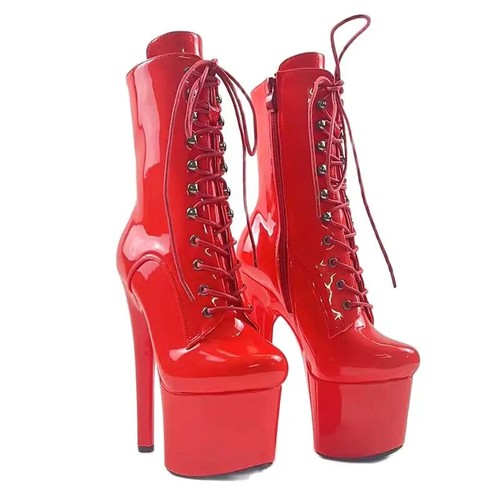 Boot 15CM High Heels Zip Ankle Boots Lace-up Pole Dancing Platform ...