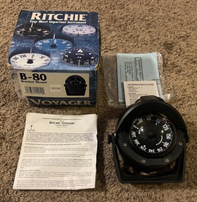 Vintage Marine Black Compass Ritchie Voyager B-80 NOS in Box | eBay