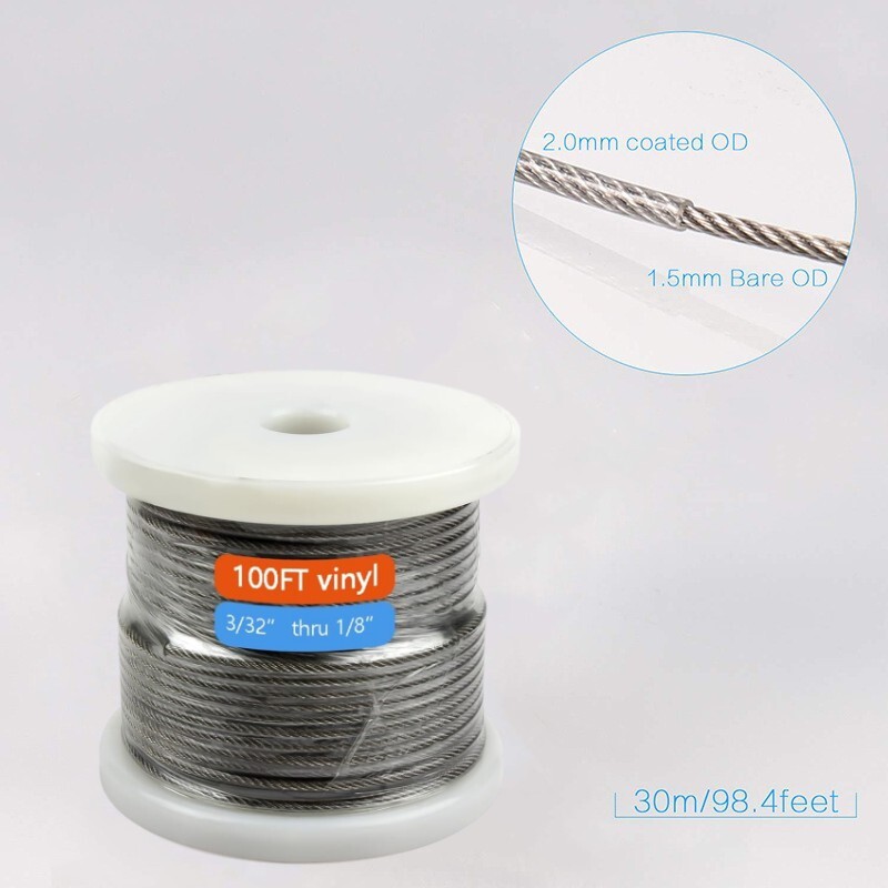100' Stainless Steel Wire Cable Railing Guy Wire Rope Aircraft Cable ...