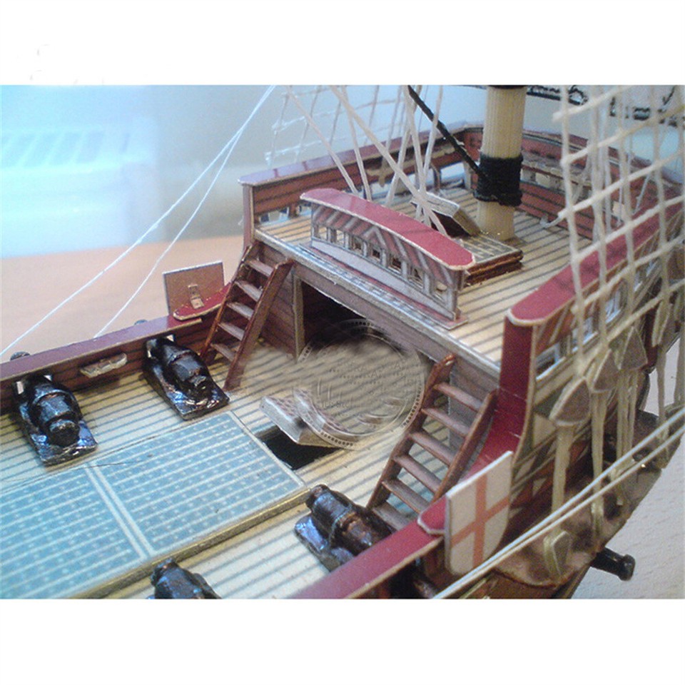 DIY 1:100 Galeon Golden Hind sail battleship paper model sailboat model ...