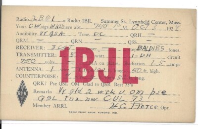 QSL 1927 Lynnfield Centre Ma Radio Carte | eBay