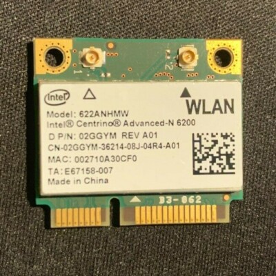 Intel Centrino Advanced-N 6200 Wifi Card 622ANHMW 02GGYM | eBay