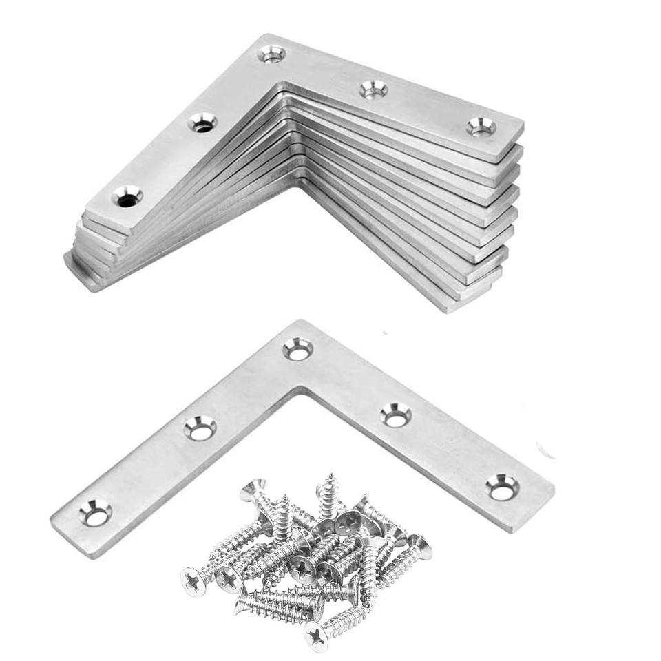 Stainless Steel L Shape Flat Brackets 80mm Right Angle Hardware - 15 ...
