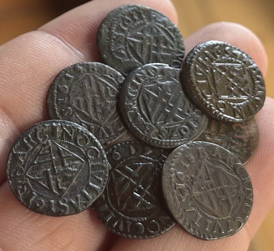 RARE 1600s Ardite Spanish Colonial Old Coin Barcelona Mint Pirate Era 1 ...