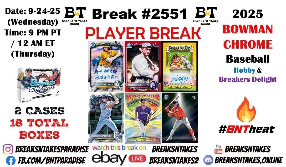NATE GEORGE 2025 Bowman Chrome Baseball 2 CASE (18 BOX) Break #2551 | eBay