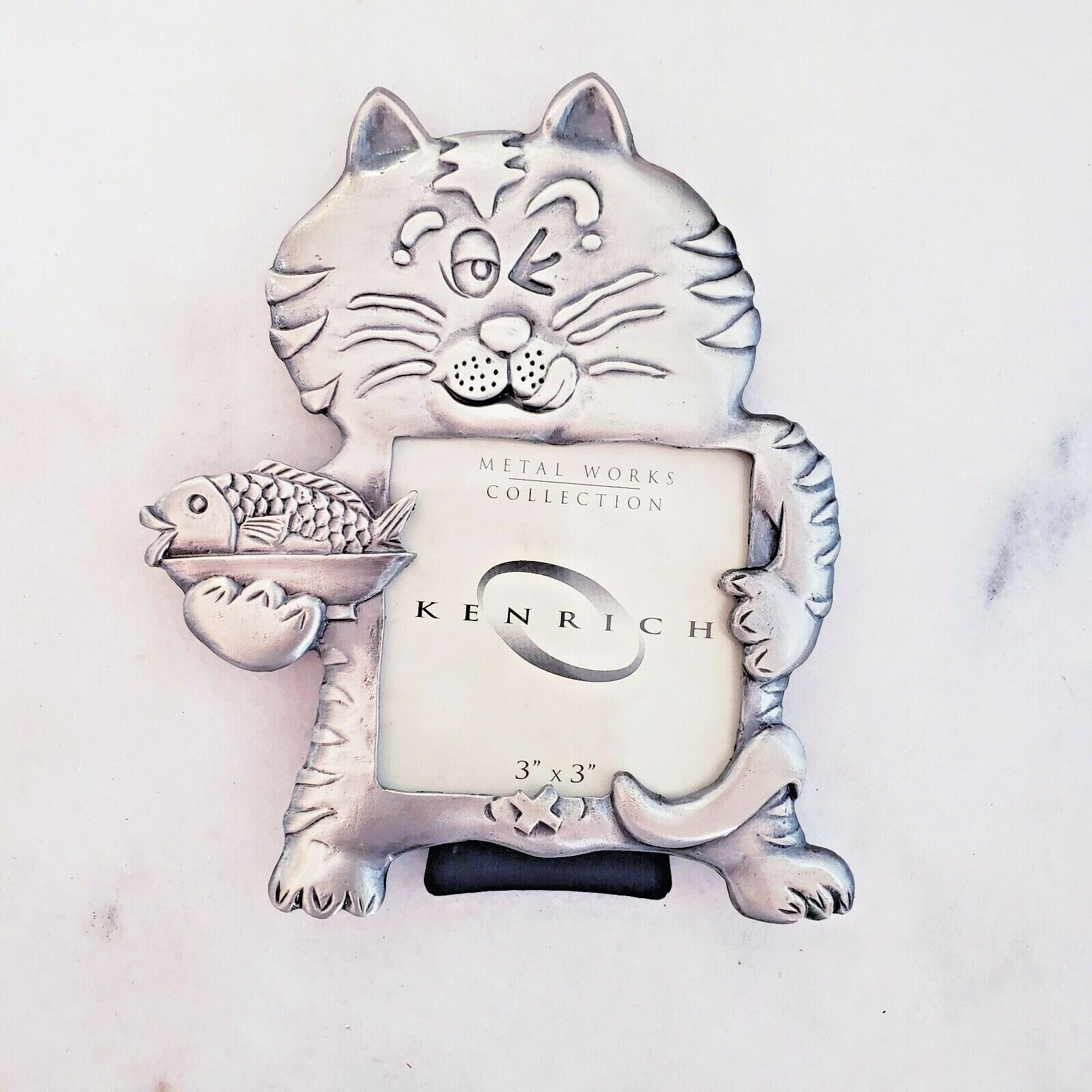 Silver Metal Cat Shaped Picture Photo Frame Fish Kenrich Metal Works | eBay