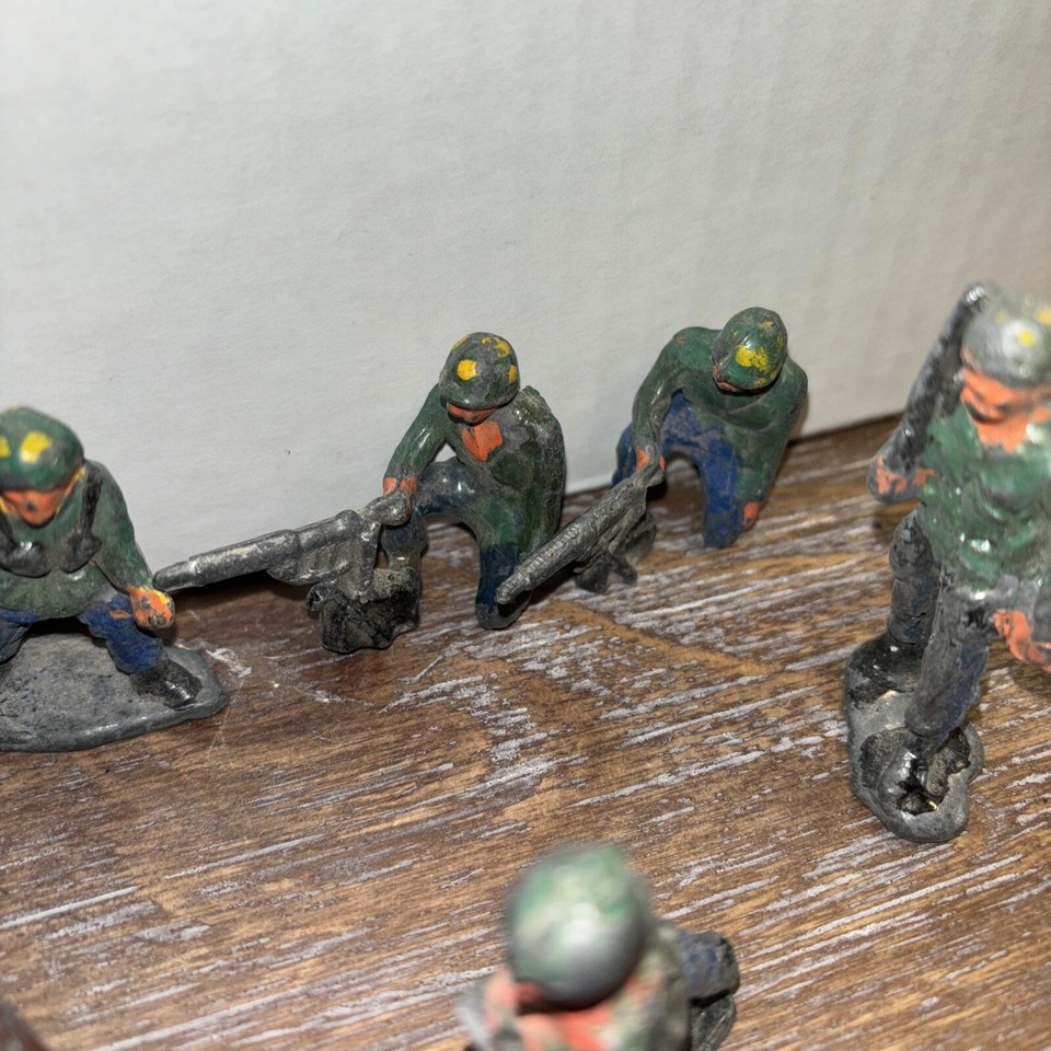 Vintage Cast Solid Metal Toy Soldiers Army Men Figures Lot of 12 | eBay